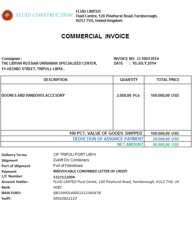 Basic Commercial Invoice