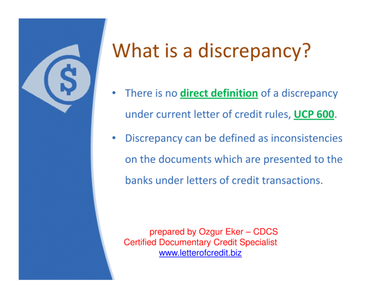 Presentation – Top 10 Letter of Credit Discrepancies – Letter of Credit ...