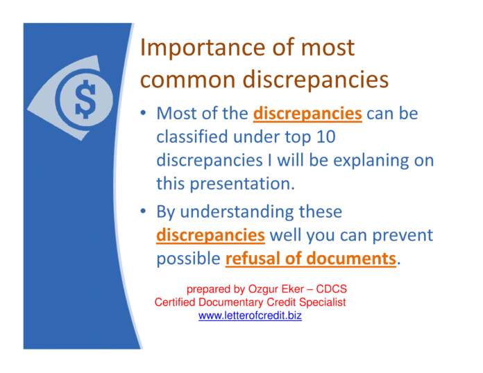 Presentation – Top 10 Letter of Credit Discrepancies – Letter of Credit ...