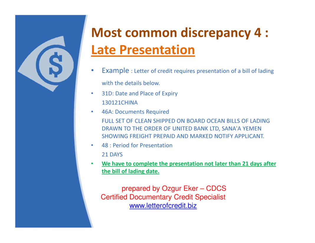 Presentation – Top 10 Letter of Credit Discrepancies – Letter of Credit ...