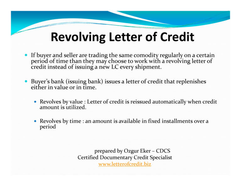 Presentation – Types of Letters of Credit – Letter of Credit ...