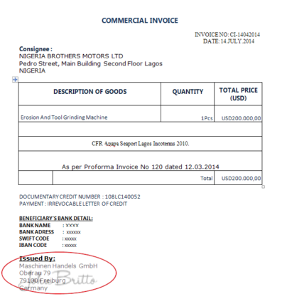 Commercial Invoice Not Issued by the Beneficiary Discrepancy – Letter ...