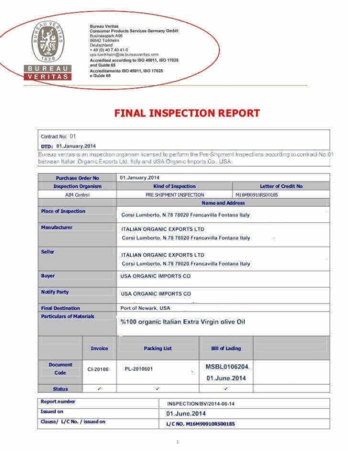 Certificate Of Inspection